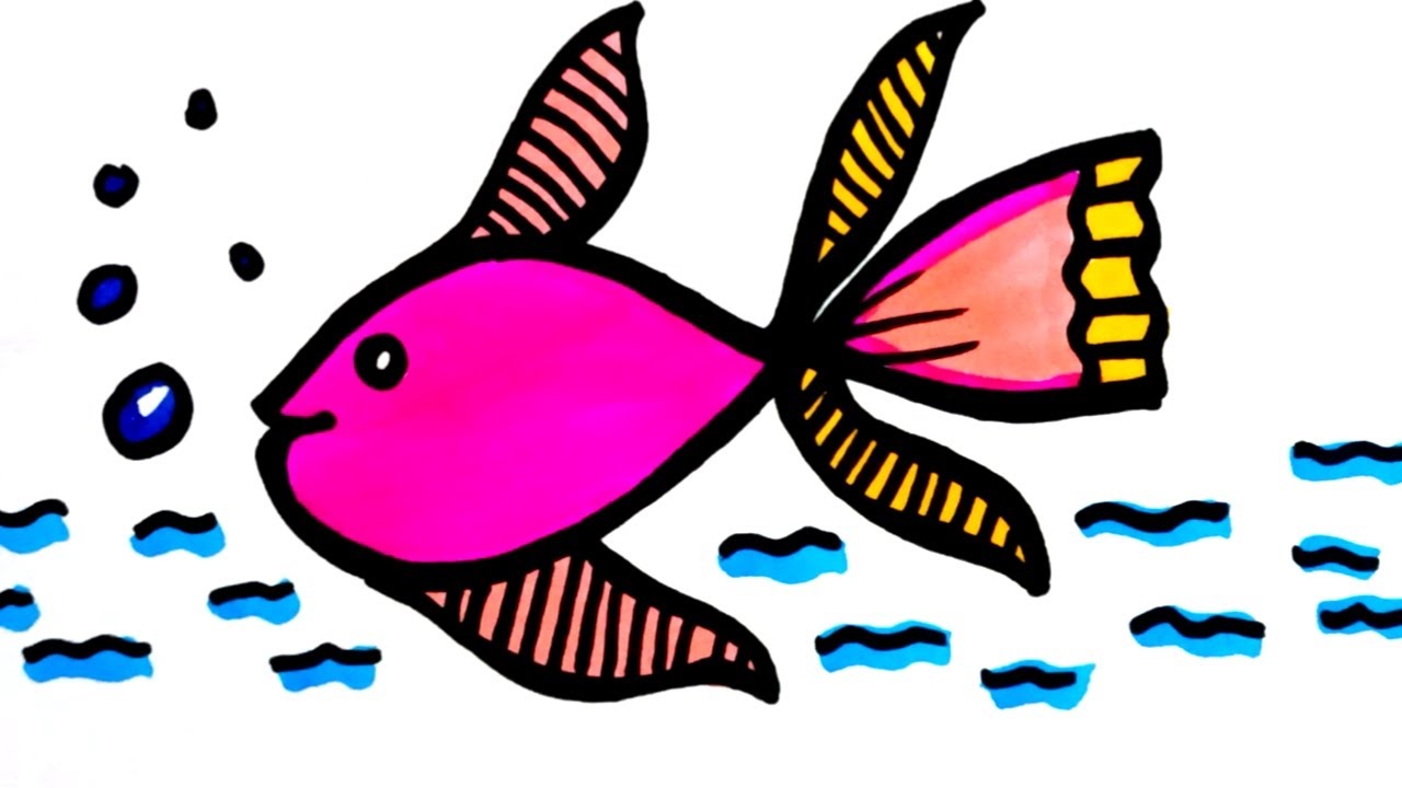 How To Draw Colorful Fish | मछली का चित्र कैसे बनाये | easy drawing for ...