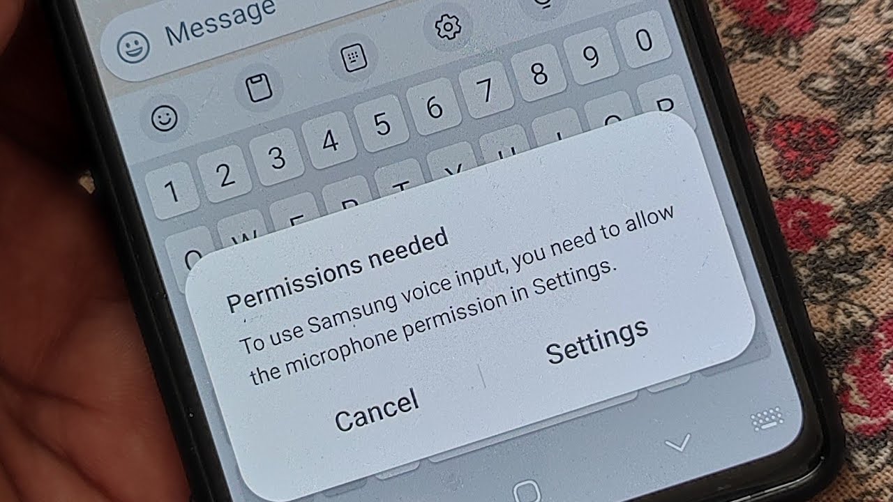 To use Samsung voice input you need to allow the microphone permission ...