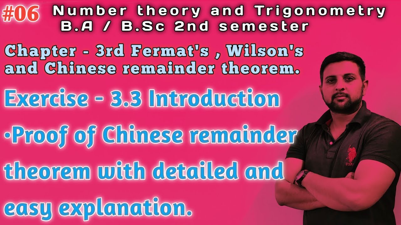 #06 Proof of Chinese remainder theorem | Exercise 3.3 Intro Number ...