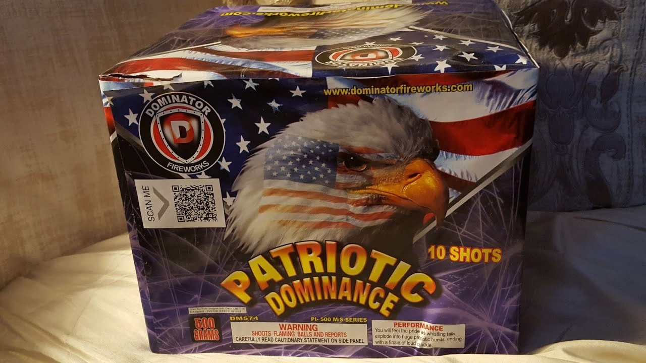 Patriotic dominance 10 shot 500g cake Dominator fireworks demo - YouTube