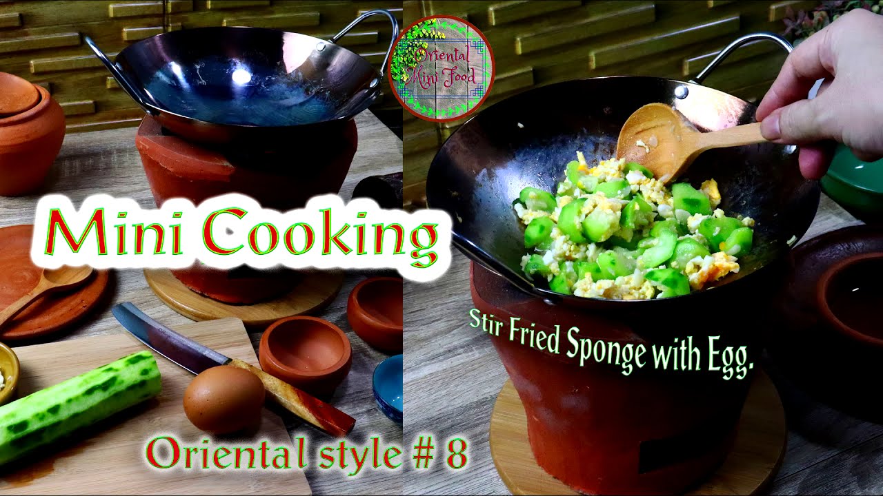Mini food #8 Fried sponge gourd Mini Cooking Mini cocina Tiny cooking ...