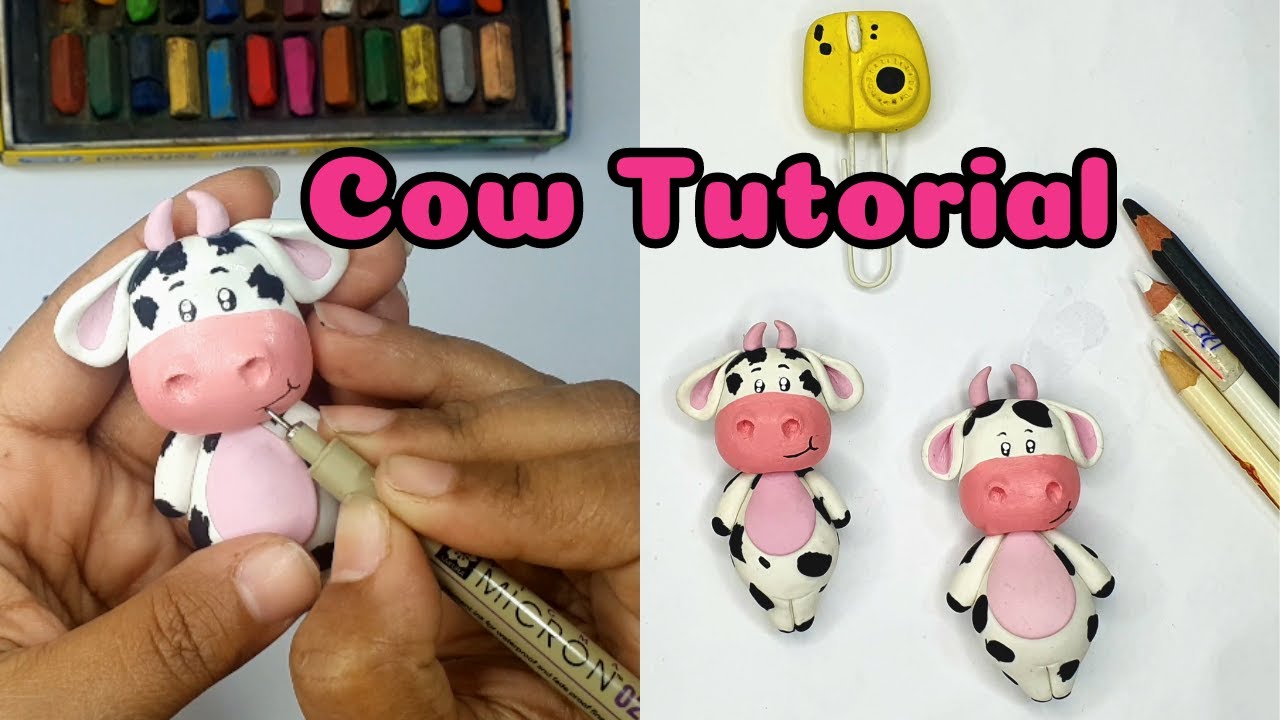 How to make cute things with clay at home | DIY Cow Tutorial 🐮| How to ...