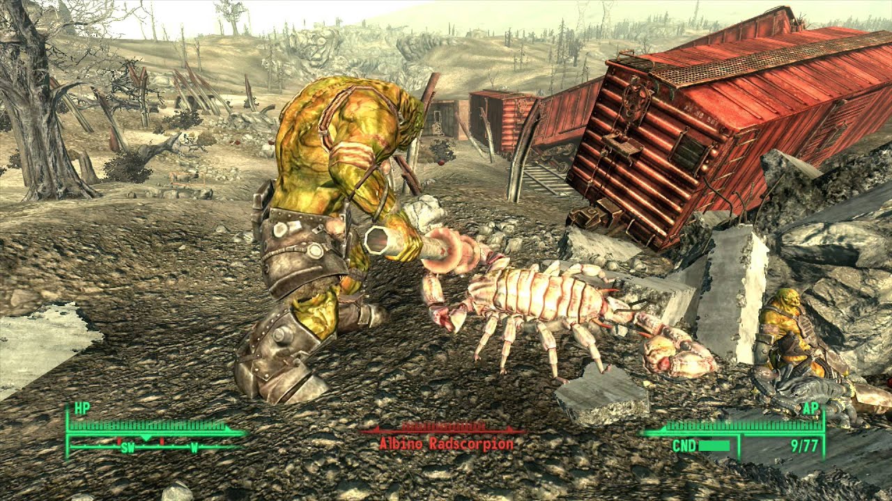 Fallout 3 - Super Mutant Behemoth VS. Albino Radscorpion - YouTube