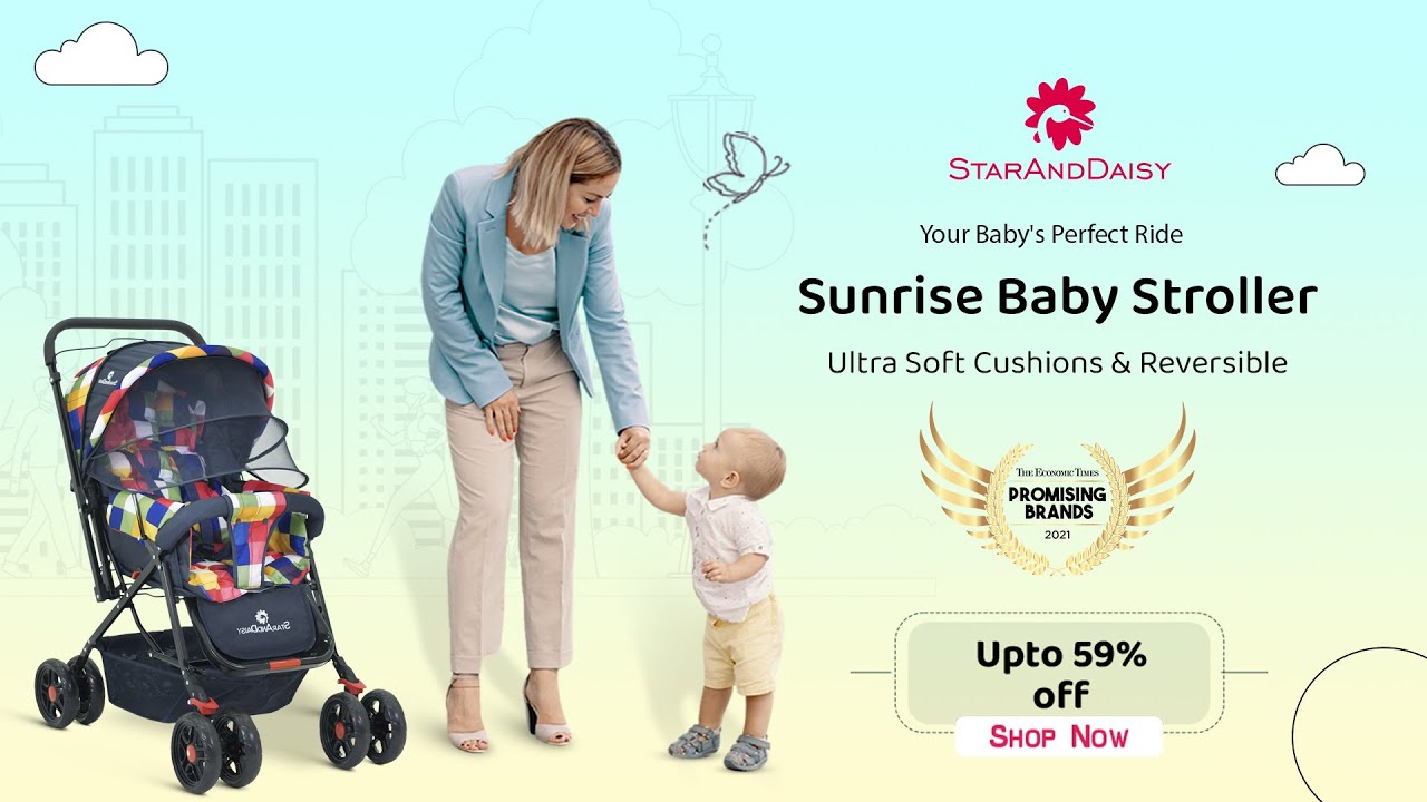 StarAndDaisy Sunrise Baby Stroller and Pram with Extended Mosquito Net ...