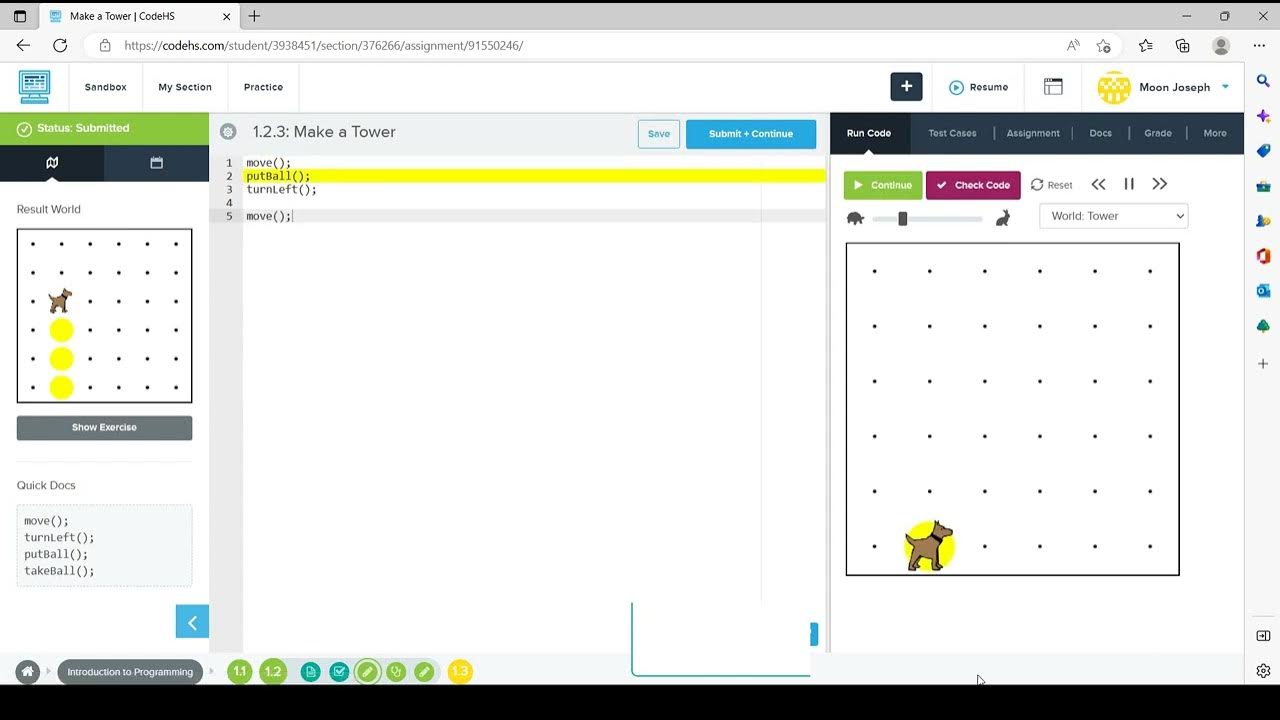 6-CodeHS 1.2.3: Make a Tower - YouTube