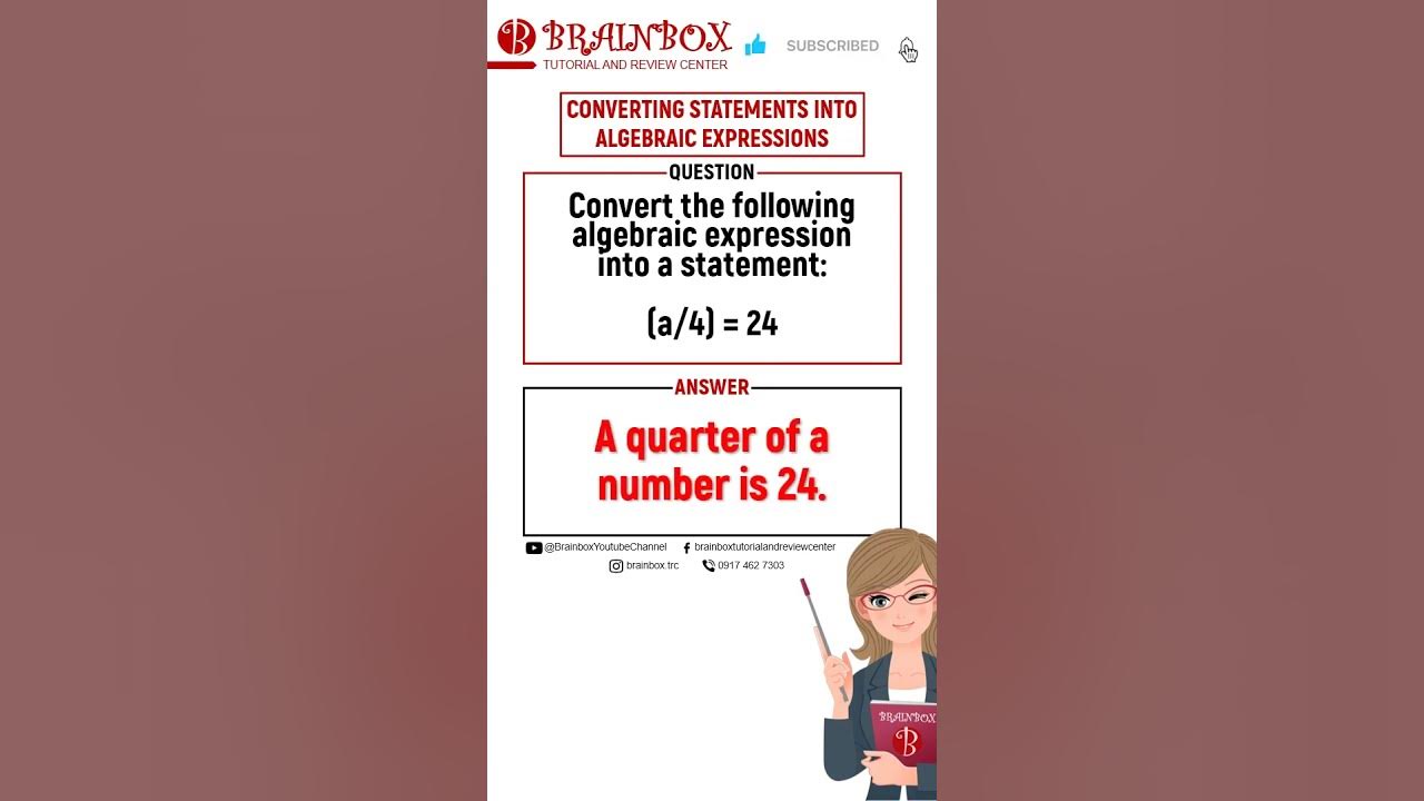 Converting Statements into Algebraic Expressions Question 3 - Math ...