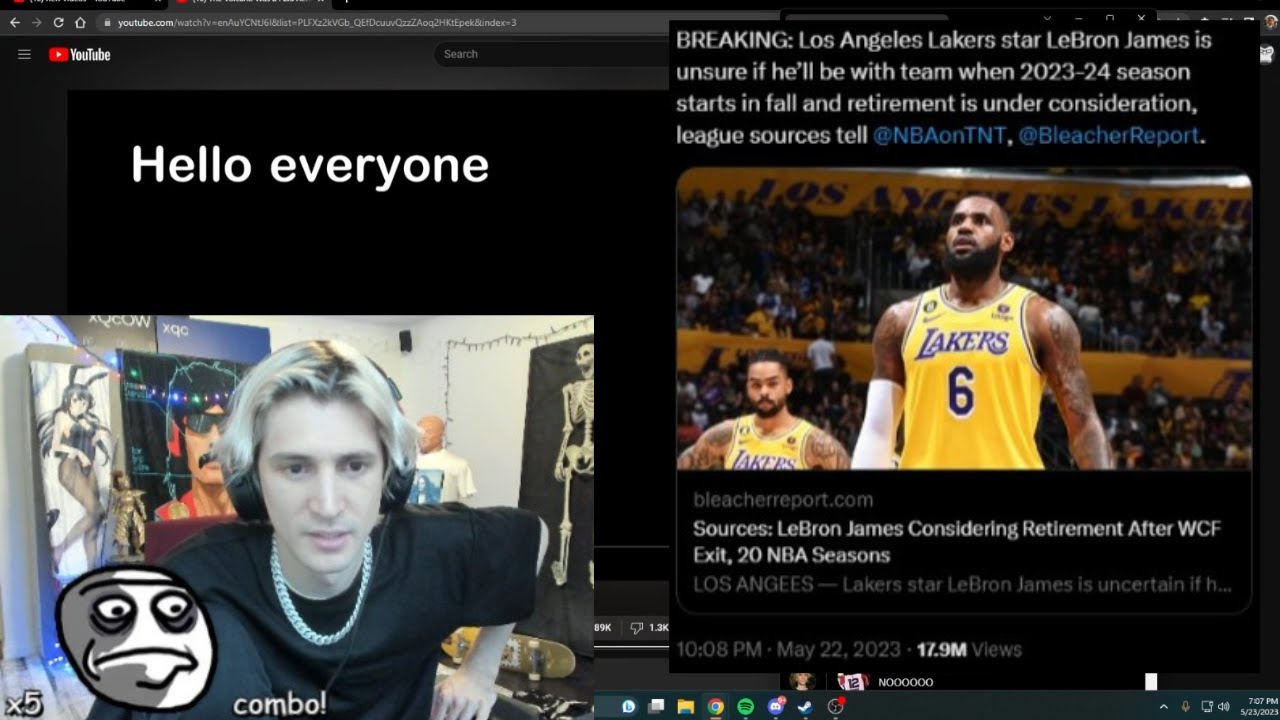 xQc reacts to LeBron saying he's thinking about retirement - YouTube