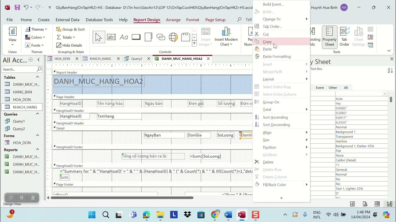 Form Report Query (Bài tập thực hành) - YouTube