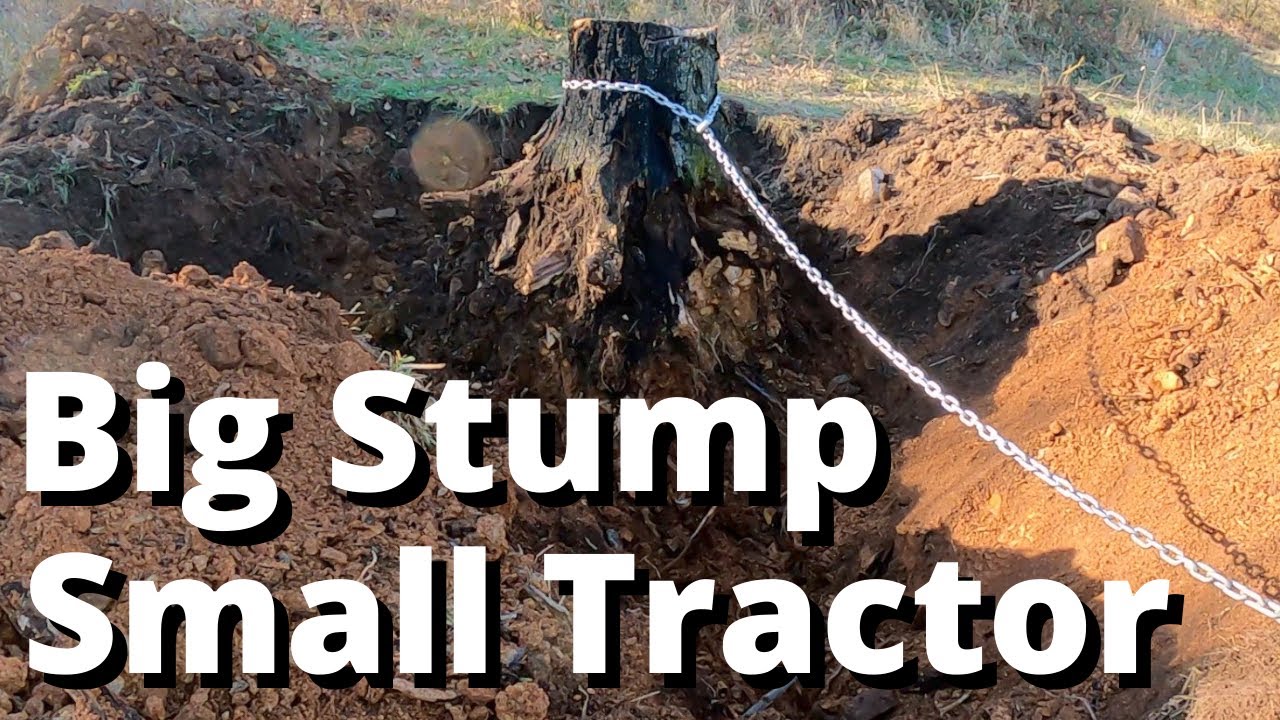 Digging Out a Stump with a Compact Tractor - John Deere 2038R and 270B ...