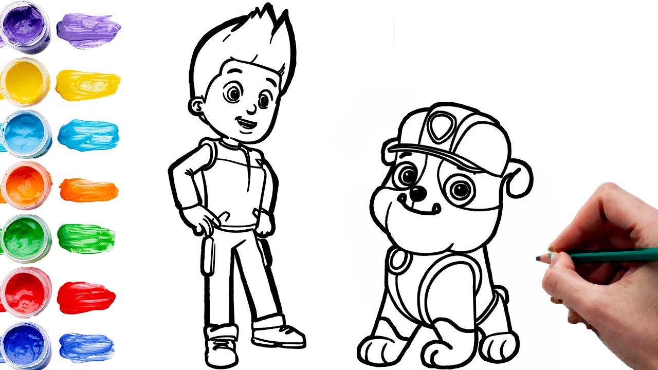 How to Draw Ryder and Rubble From PAW Patrol : Ryder and Rubble Drawing ...