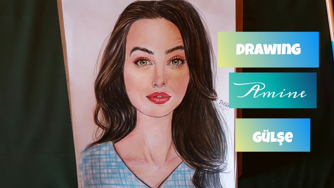 Drawing Amine Gülşe - Speed Drawing - Using Colored Pencils - YouTube