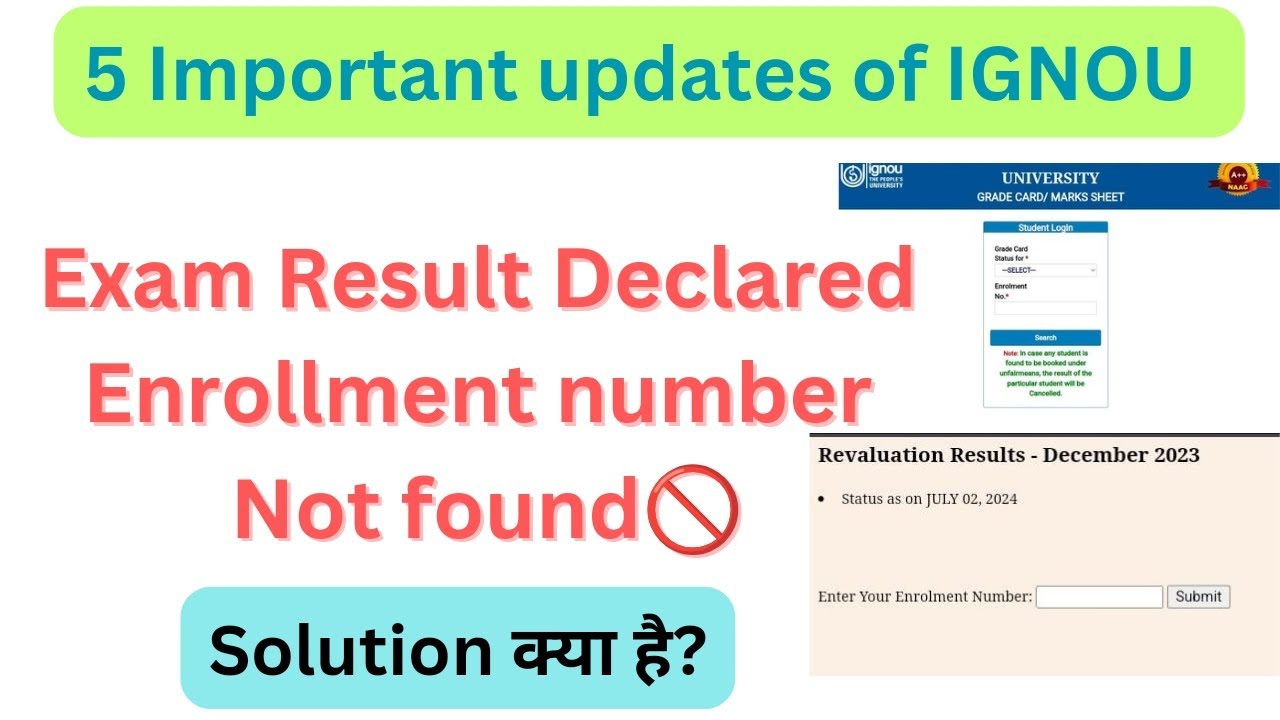 5 Important updates of IGNOU || IGNOU Result Declared - YouTube