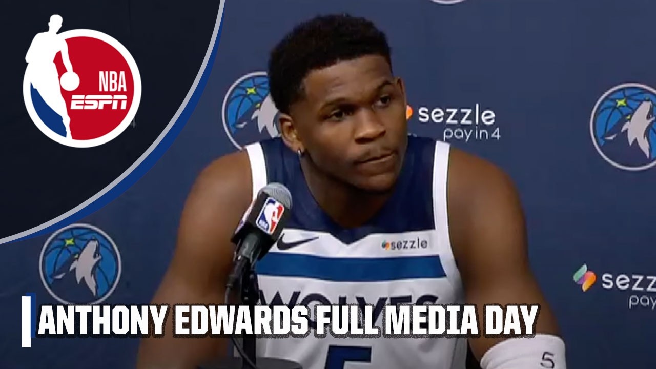 Anthony Edwards MEDIA DAY 🐺 Thoughts on KAT to NY, standing up for Rudy ...
