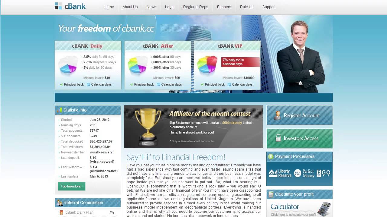 cBank.cc -- Profitable Online Investment Bank - YouTube
