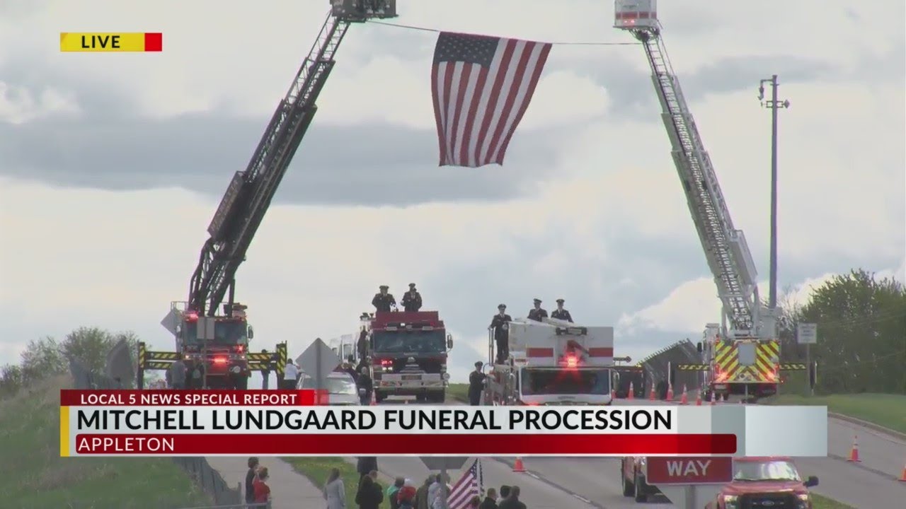 Funeral Procession for Fallen Firefighter Mitch Lundgaard - YouTube