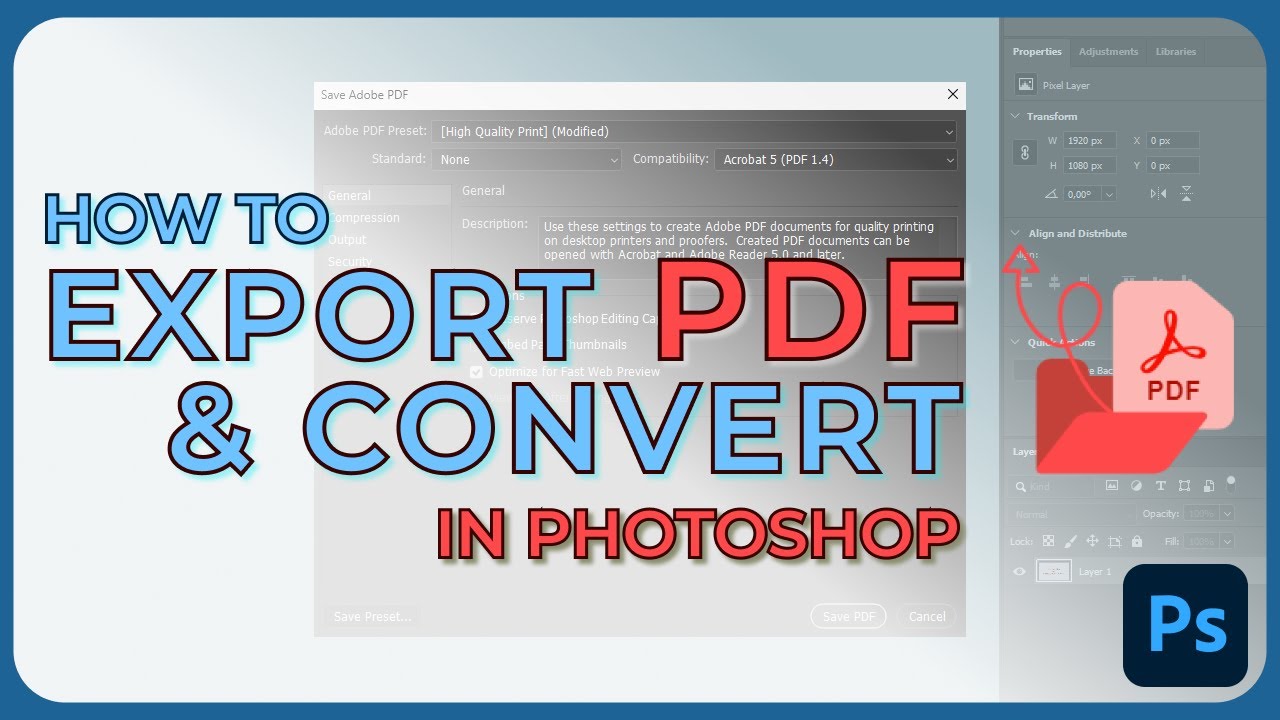 Export from Photoshop to PDF - Convert - YouTube