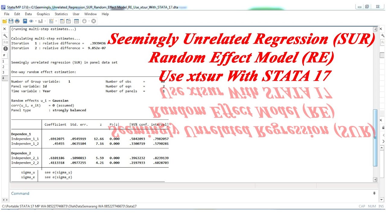 Seemingly Unrelated Regression SUR Random Effect Model RE Use Xtsur Seemingly Unrelated Regression SUR Random Effect Model RE Use Xtsur