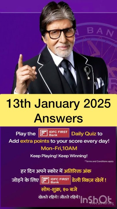 KBC OFFLINE QUIZ Answer| 13th January 2025 |KBC PLAY ALONG|IDFC Daily quiz #kbc#kbcdailyquiz# ...