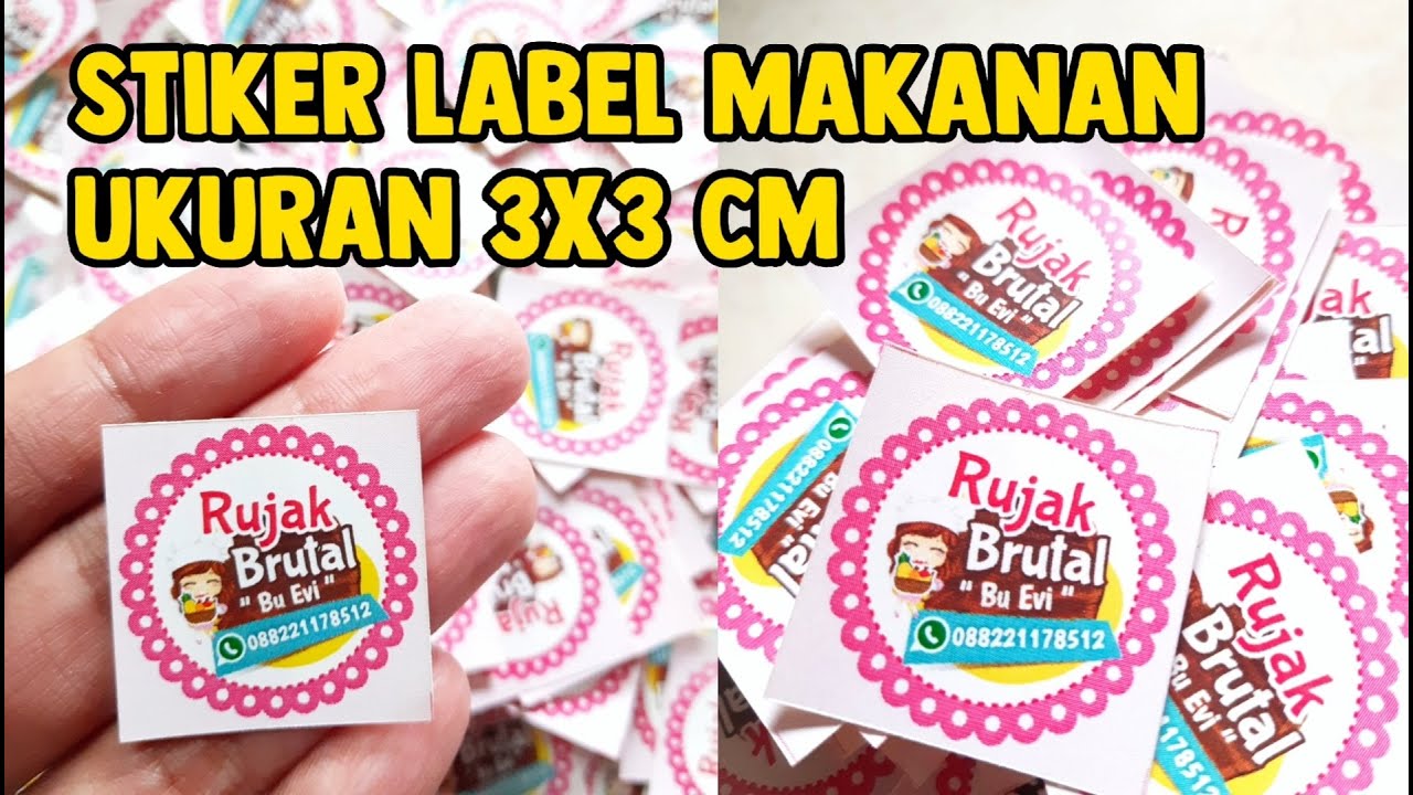 Stiker label makanan ukuran 3x3 cm - YouTube