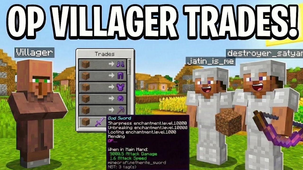 Minecraft, But Villagers Trade OP Items... - YouTube
