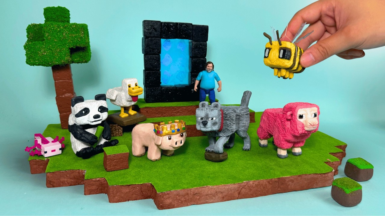 How to Make Minecraft Movie Figures with Clay: Chicken , dennis, panda ...