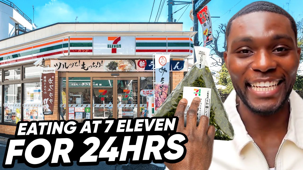 EATING ONLY at Japanese 7- Eleven for 24 hours - YouTube