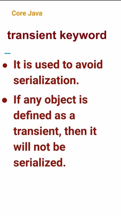 transient keyword (44) #corejava - YouTube