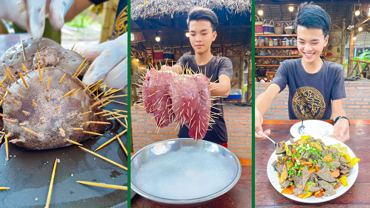 Pig's liver delicious cook tooth stick with country style - Handsome ...