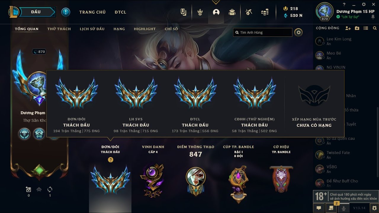 [LMHT] Review Acc Siêu Khủng "Dương Phạm 15 Hp" - Full Rank Thách Đấu ...