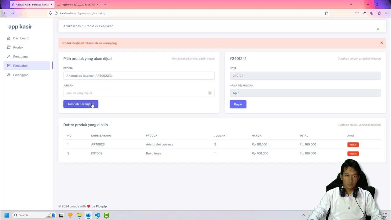 Membuat Aplikasi Kasir dengan CodeIgniter 3 - Bagian 12 jumlah produk yang dipilih melebihi stok ...