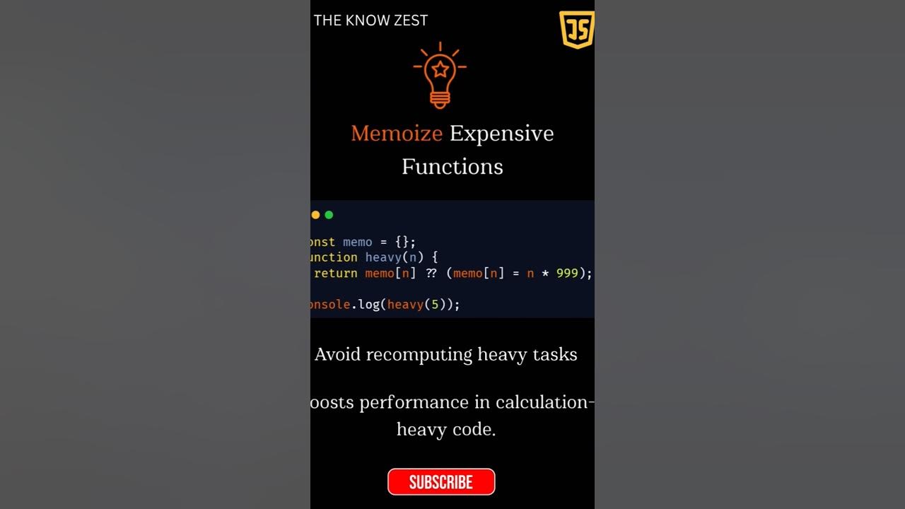 Memoize Expensive JS Functions| #JavaScript #WebDev #CodingTips #Memoization #JSPerformance # ...