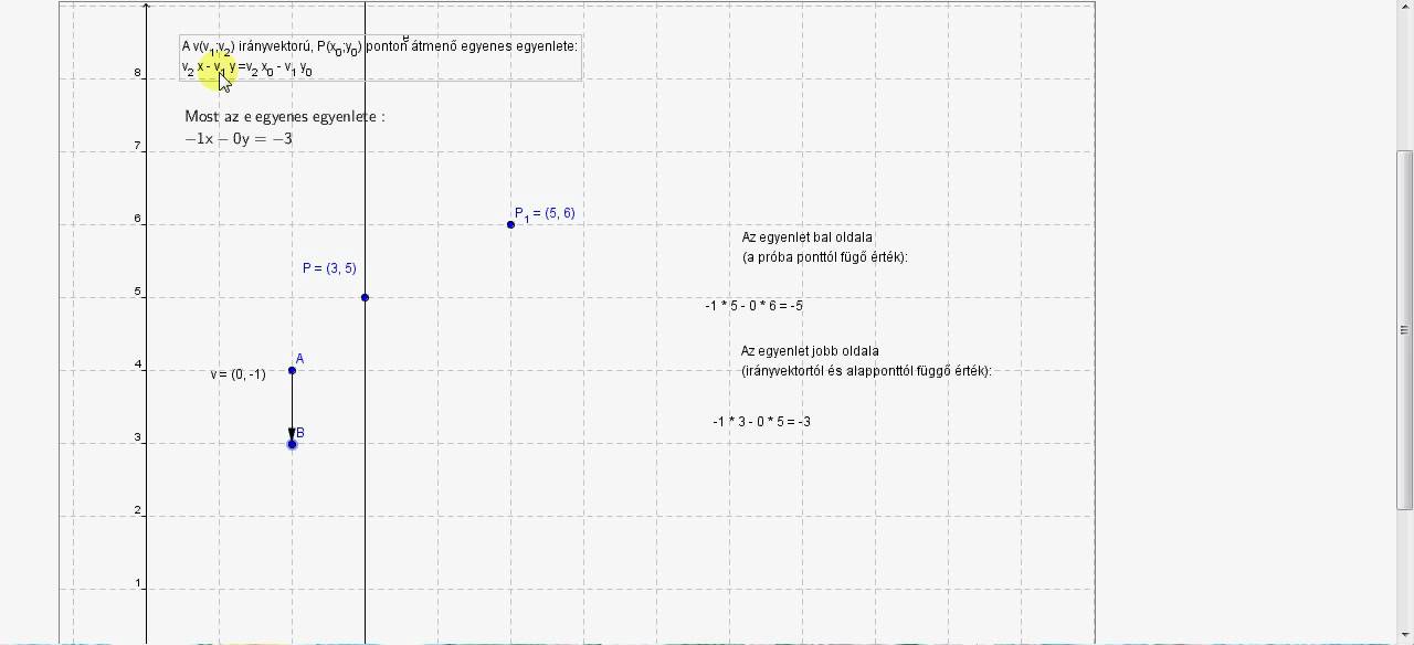 Az egyenes irányvektoros egyenlete - YouTube