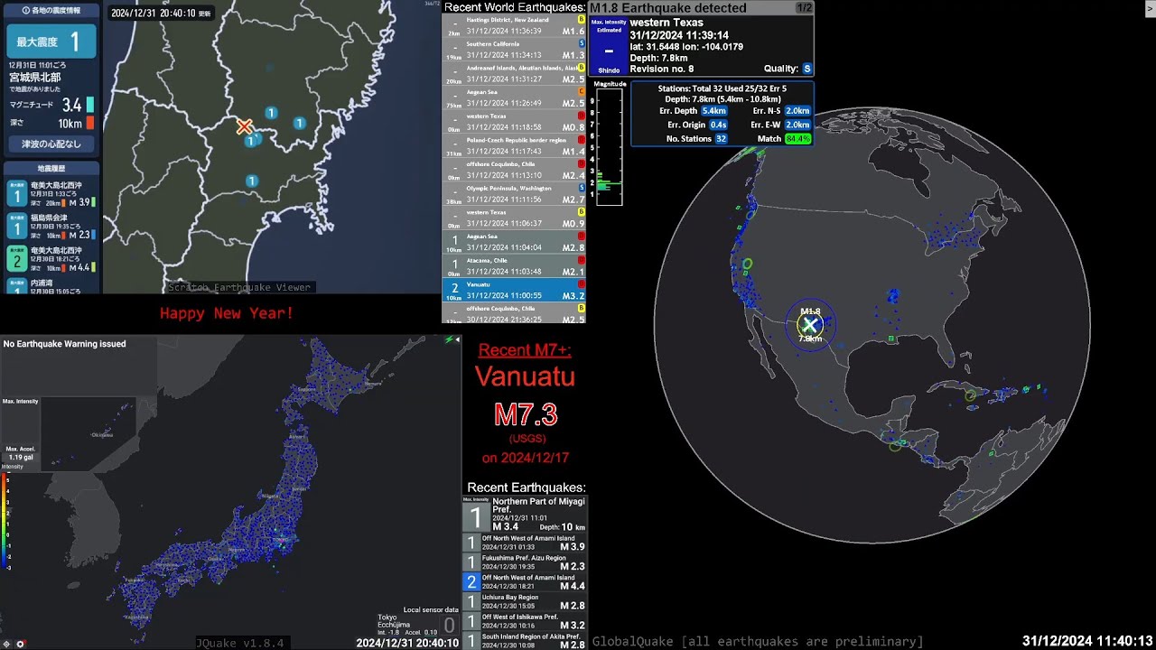 Live Japan Earthquake Monitoring - using GlobalQuake - YouTube