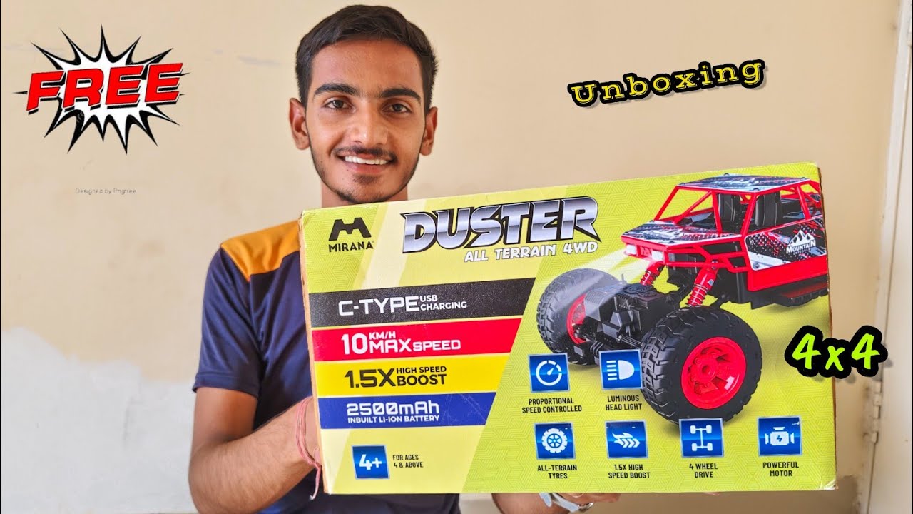 फ्री 😮 - MIRANA Duster Rc Car 4x4 Unboxing | USB rechargeable 4wd ...