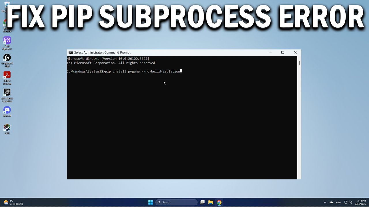 How To Fix the error, subprocess exited with error in PIP - Easy Fix - YouTube