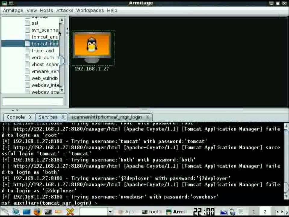 armitage metasploit tomcat_mgr_deploy - YouTube