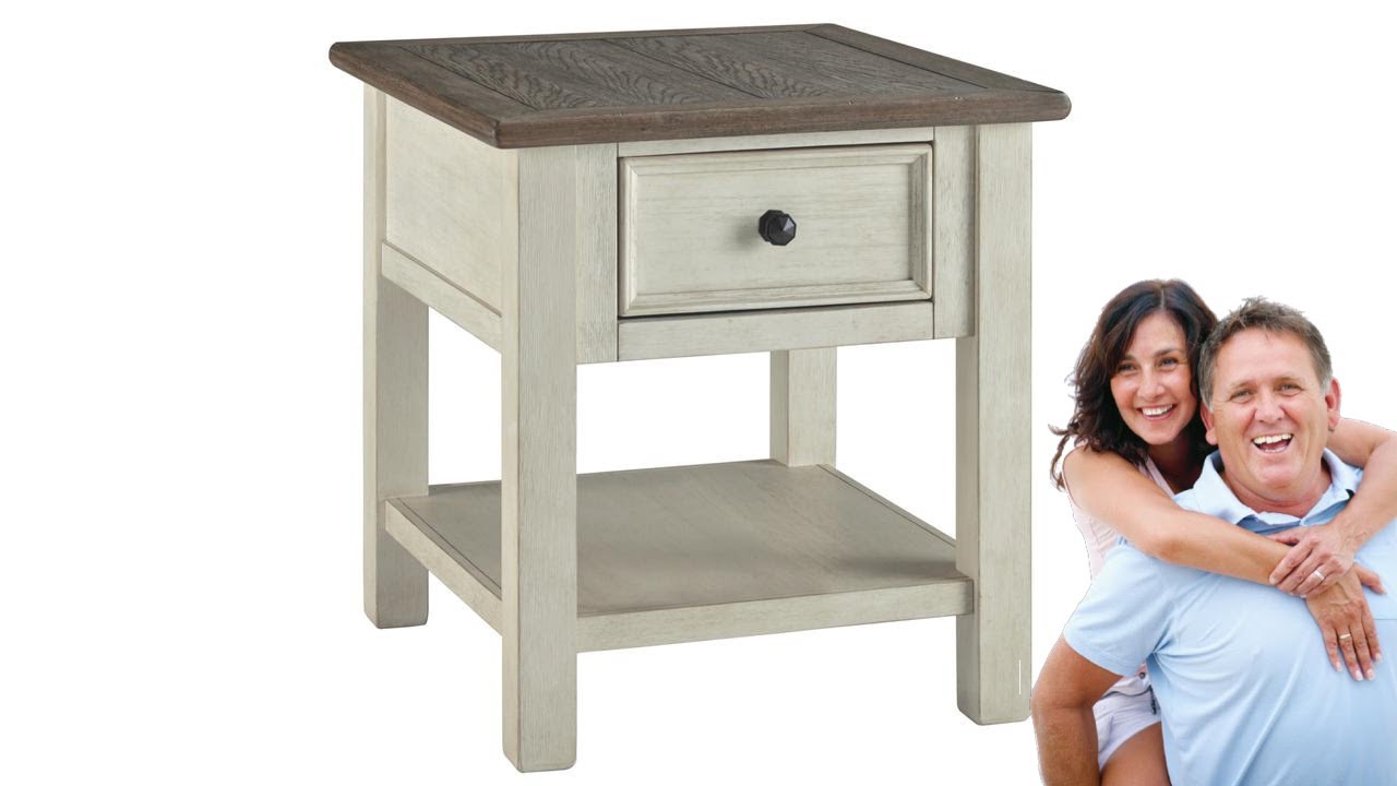 Ashley Bolanburg Rectangular End Table (T637-3) | KEY Home - YouTube