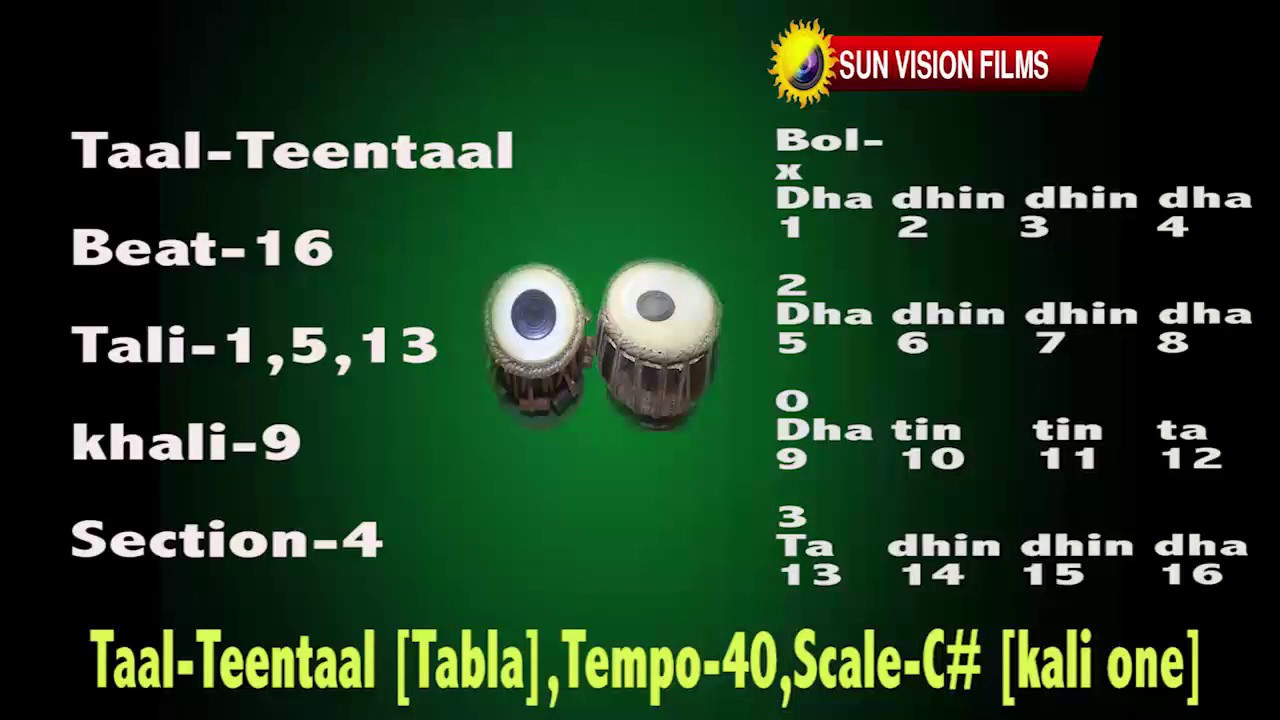 TAAL TEENTAAL Tabla,Tempo 40bpm,Scale C# kali One - YouTube