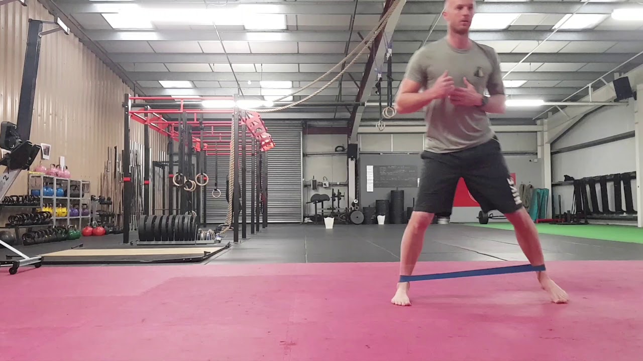 Mini-band round ankles, side steps - YouTube
