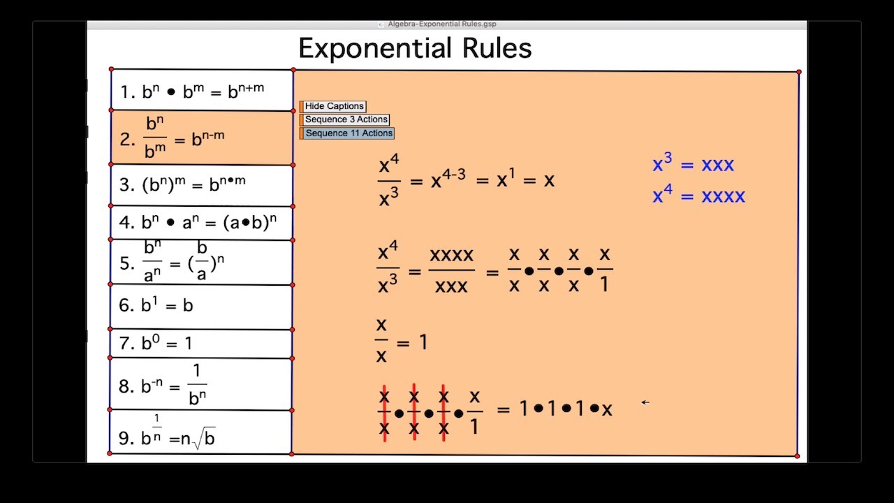 Algebra-An Explanation of the Rules of Exponential Operations - YouTube