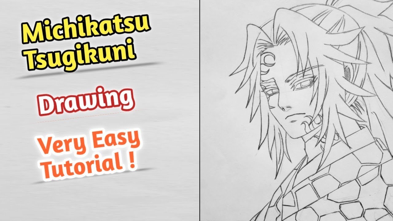How to draw Michikatsu Tsugikuni | step by step tutorial | Demon Slayer ...