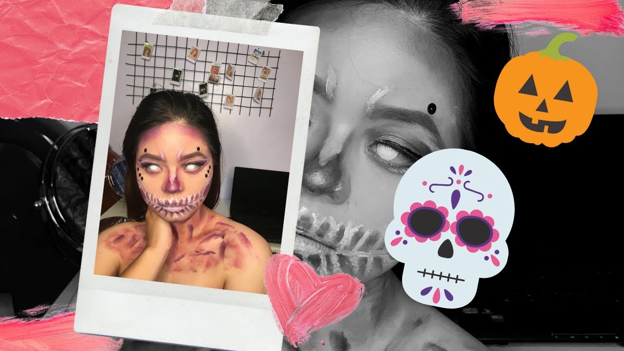 PURPLE PINK SKULL MAKEUP TRANSFORMATION💜 - YouTube