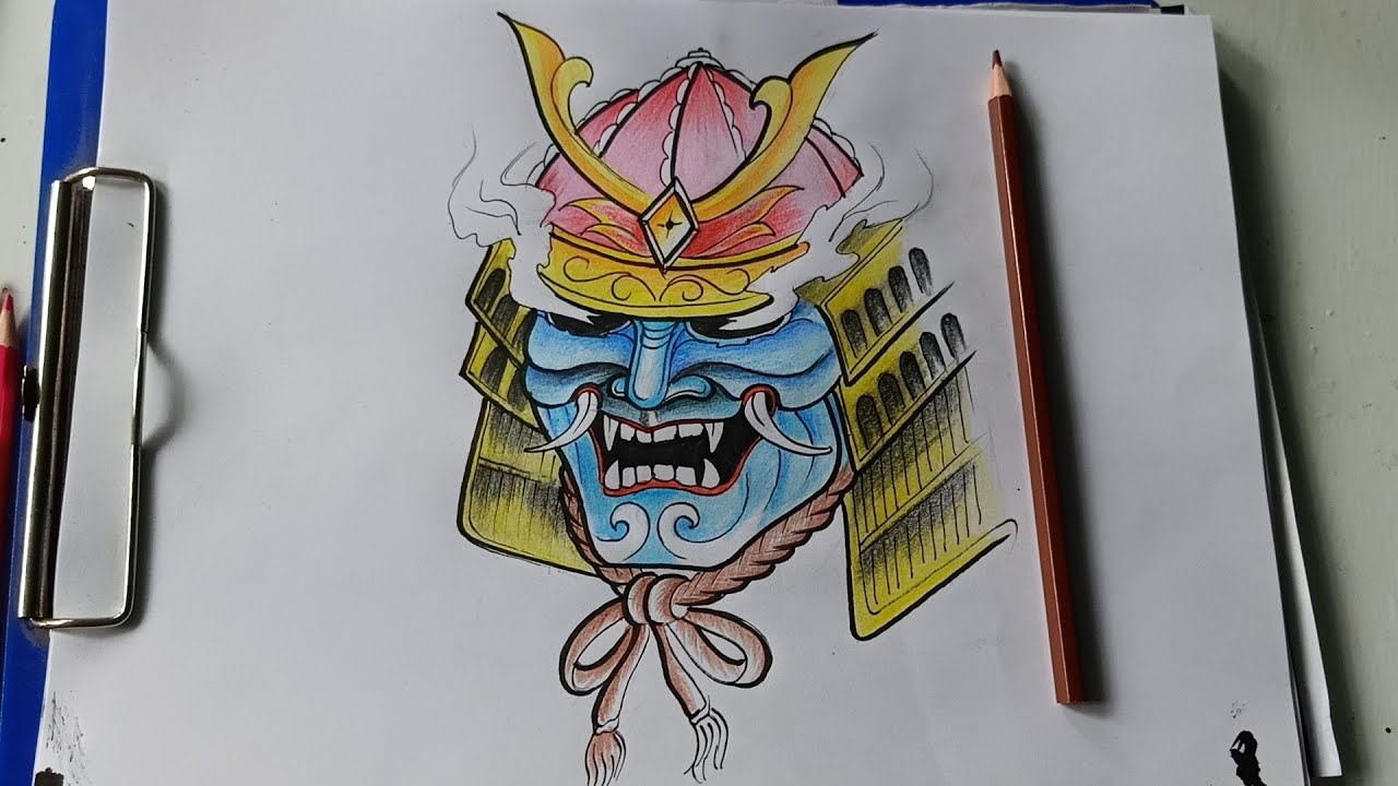 how to color up samurai mask-samurai drawing - YouTube
