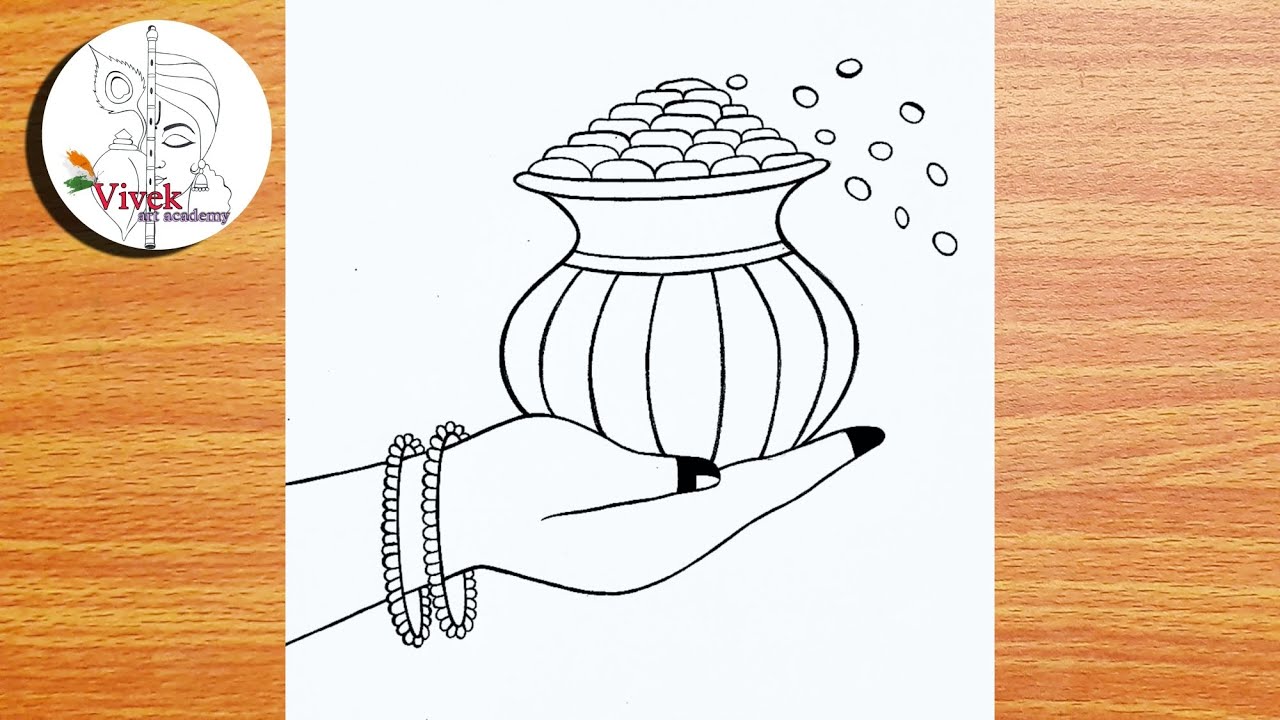 Dhanteras 2024 Drawing Tutorial | Easy Drawing | Maa Lakshmi Drawing ...