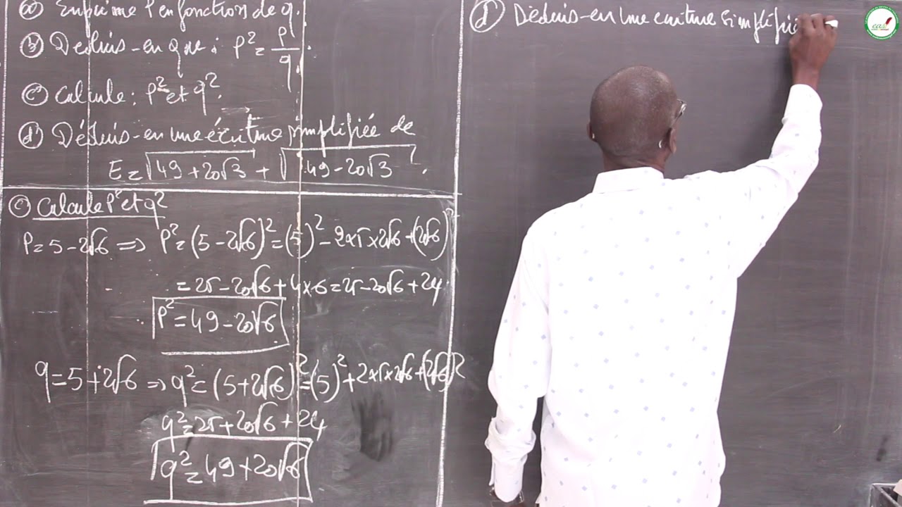 Exercices - Troisième - Mathématiques : Correction BFEM 2020 / Exercice 1 / Suite 2 / M. Diop ...