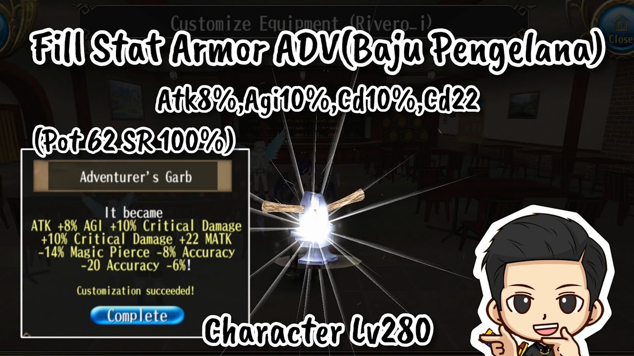 Fill Stat Armor Atk8%AGI10%CD10%CD22 (ADV pot62 SR100%) Toram Online ...