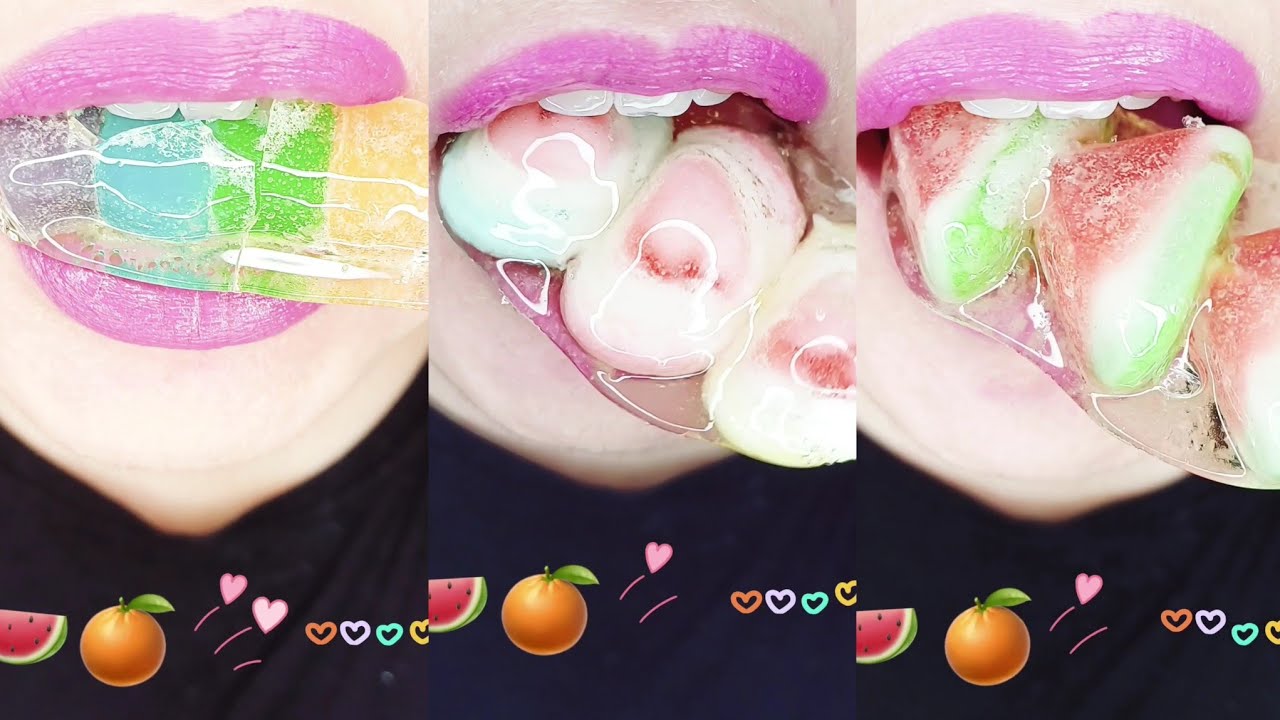 ASMR Crunchy Tanghulu Gummi Soft Chewing Marshmallow Eating Sounds ...