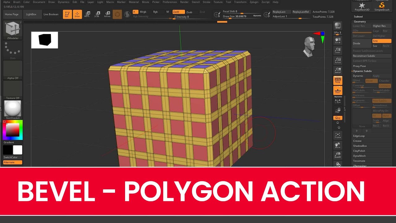 Bevel - Polygon Action | ZModeler | ZBrush Tutorial - YouTube