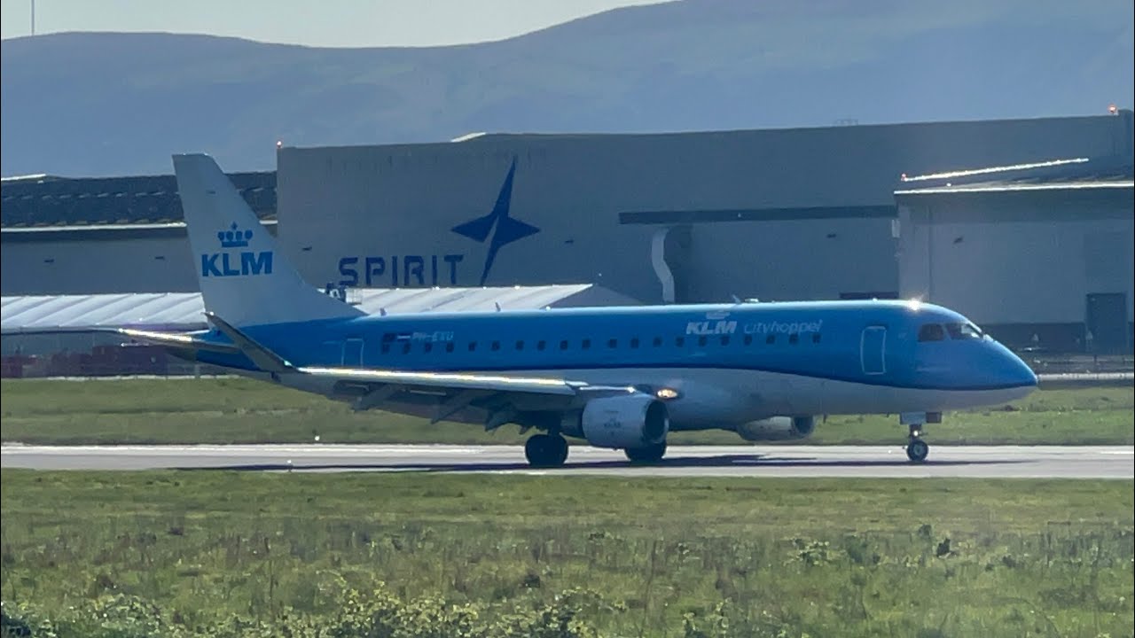 KLM backtrack and runway vacate at BHD - YouTube