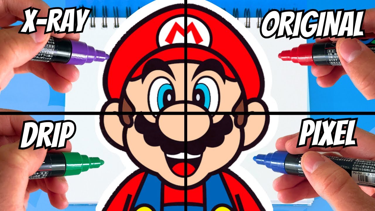 🤯🌟 One Drawing, But 4 Different Styles! Mario! The Super Mario Bros ...